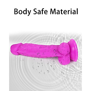 Purple Dildo Adult Sex Toys- 7.1 Inch Realistic Liquid Silicone Dildo with Strong Suction Cup for Shower Hands-Free Play, Lifelike Soft Penis Dildo for Man, Small Beginner Dildo for Women and Couples