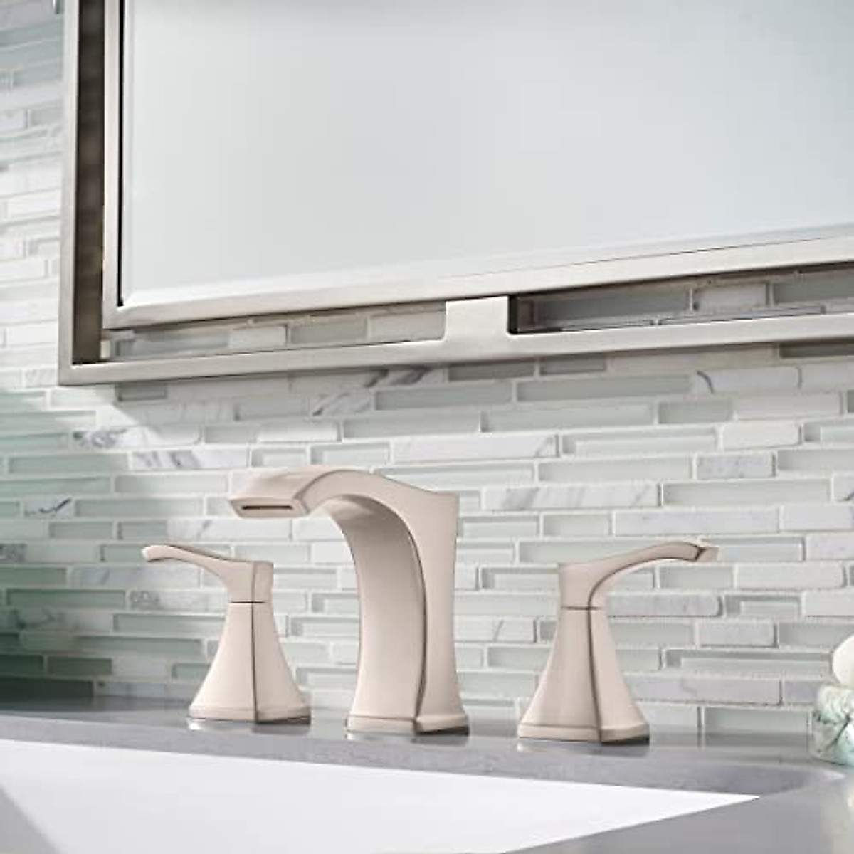 Pfister Venturi Bathroom Sink Faucet, 8-Inch Widespread, 2-Handle, 3-Hole, Spot Defense Brushed Nickel Finish, LF049VNGS