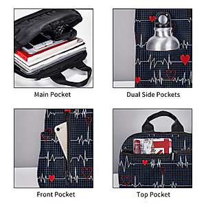 JZDACH Women men casual lightweight travel laptop backpack outdoor daypack backpacks for business hiking camping (for Calling All Nurses Heart Beat)