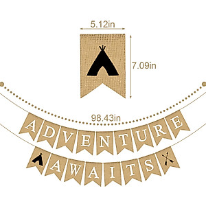 Jute Burlap Adventure Awaits Banner Graduation Party Retirement Party Bon Voyage Party Baby Shower Decoration
