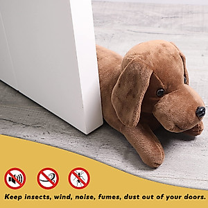 SANFERGE Dog Under Door Draft Stopper Heavy Duty, 3LB 34 Inch Decorative Fabric Door Draft Blocker, Animal Weather Stripping Sound Proof Bottom Seal, Save Energy Stopper Guard, Coffee Shar Pei