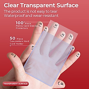 WANAVO 150 Pcs Hard Card Sleeves, 50 Piececard Sleeves Hard Plastic and 100 Piece Clear Soft Sleeves,for top loaders, Penny Sleeves, Baseball Card Protectors