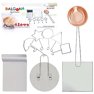 Korean Candy Making Kit - Complete 9-Piece Dalgona Kit with Shapes, Bottom Tray, Ladle, Press Tray, Dragger - Korean Candy Making Supplies for Home - Included Baking Soda