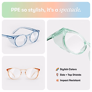 Stoggles Round Z87.1 Certified Polycarbonate Safety Glasses, Scratch & Shatter-Proof, Blue-Light & UV Blocking Lens, Top & Side Shields, Anti-Fog Dip Coated, Durable, Protective & Stylish Eyewear