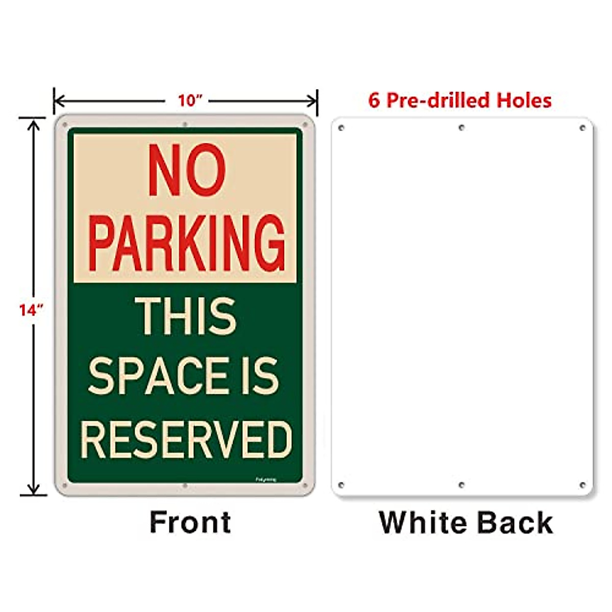2 Pack No Parking This Space is Reserved Signs 14x10 Inches No Parking Signs Traffic Control Signs Metal Reflective Sturdy Rust Aluminum Weatherproof Durable Easy to Install