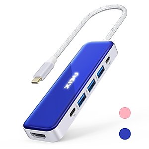 XIDU USB C Hub Multiport Adapter, PhilPort 6-in-1 with HDMI USB C Hub Adapter for MacBook Pro 13/15/16, Dongle USB C Hub to HDMI 4K, 3 USB 3.0 Ports, 100W PD and Compatible More Type-C Devices (Bule)