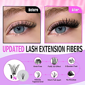 DIY Lash Extension Kit, 240pcs Eyelash Extension Kit Individual Cluster Lashes Extension DD Curly Lashes with Lash Bond and Seal at Home Lash Extensions Kit for Self Application (30p, 8-16mm)