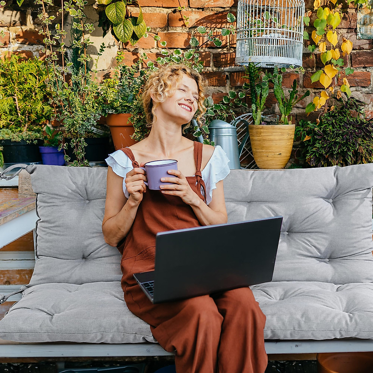 HOMBYS Porch Swing Cushions 3 Seater, Waterproof Replacement Cushions with Ties for Outdoor Swing Daybed, Outdoor Patio Garden Porch Lounger Furniture Swing Cushions