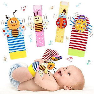 Bloobloomax Baby Rattles Toys for 0-12 Month, Infant Girl Boy Toys for Babies 3-6 Months, Newborn Hand & Foot Toys for 0 to 9 Months, Baby Shower Gifts Set with Wrist Rattle Socks