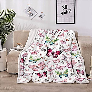 CYREKUD Butterfly Blanket,Butterfly Gifts for Women Birthday Throw Blanket,Butterfly Gifts for Girls Blanket,Pink Butterfly Blanket for Butterfly Lovers,Sofa Couch Beds Christmas Decor 50x60 Inches