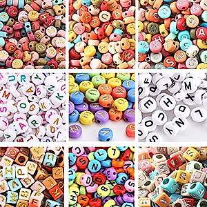 HERZWILD 1000pcs Alphabet Beads Acrylic Letters (A-Z) Beads Colored Letter Beads 4 * 7mm Flat Round Craft Beads for Jewellery Craftsfor Jewellery Crafts (47 Gold-Color/C)
