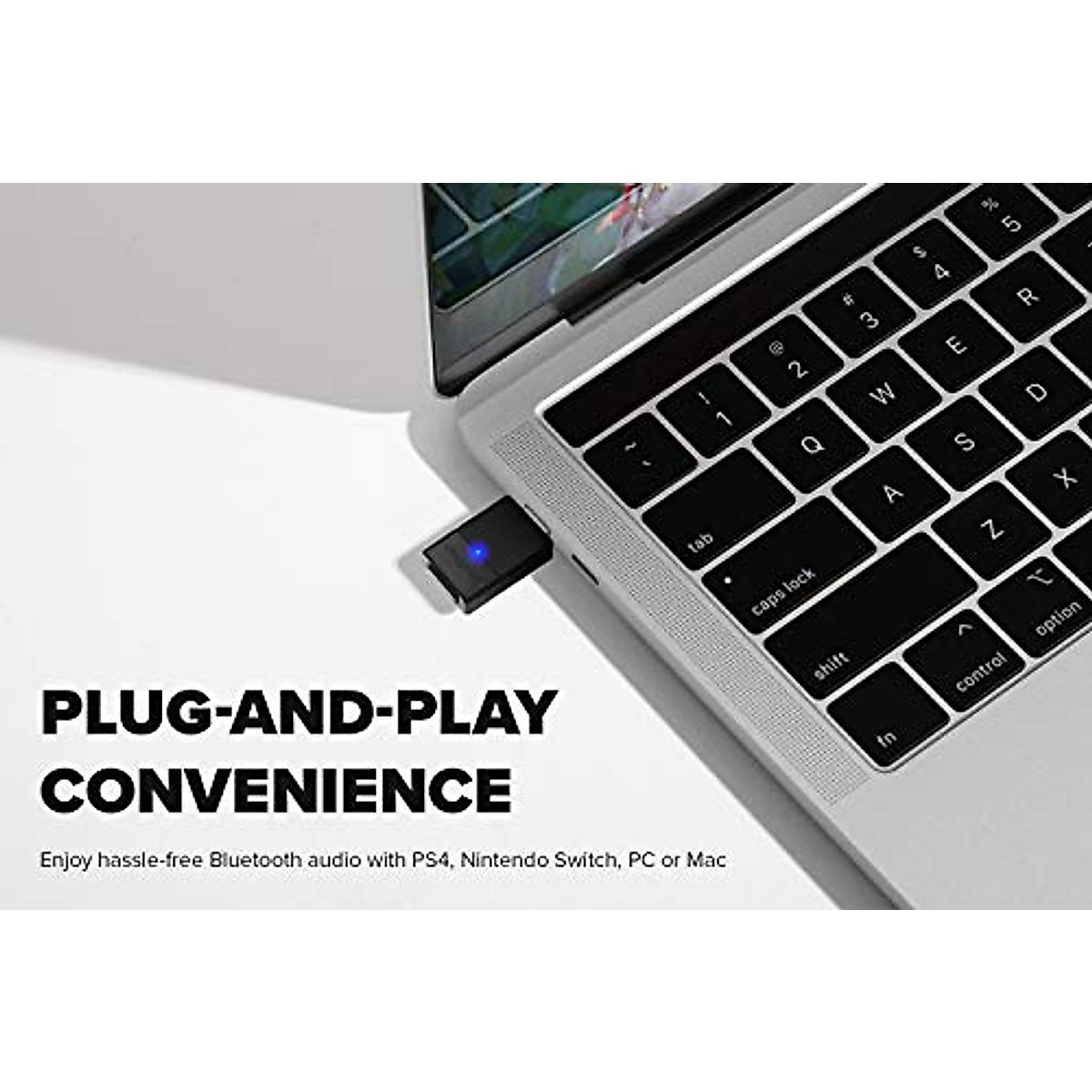 Creative BT-W3 Bluetooth 5.0 USB-C Audio Transmitter, aptX LL and aptX HD, 3.5 mm Analog Mic for Voice Chat Support, Codec Indicator and Selection, Plug-and-Play for PS4, Nintendo Switch, PC, and Mac