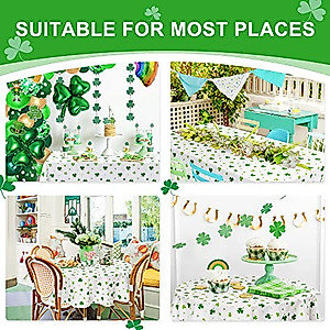 Hiasan Waterproof St Patricks Day Tablecloth Square, 52 x 52 Inch - Washable Shamrock Fabric Table Cloth for Spring and Outdoor Use