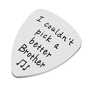Birthday Gifts for Brother - Stainless Steel I Couldn't Pick A Better Brother Guitar Pick Jewelry, Unique Birthday Gift for Musician Brother