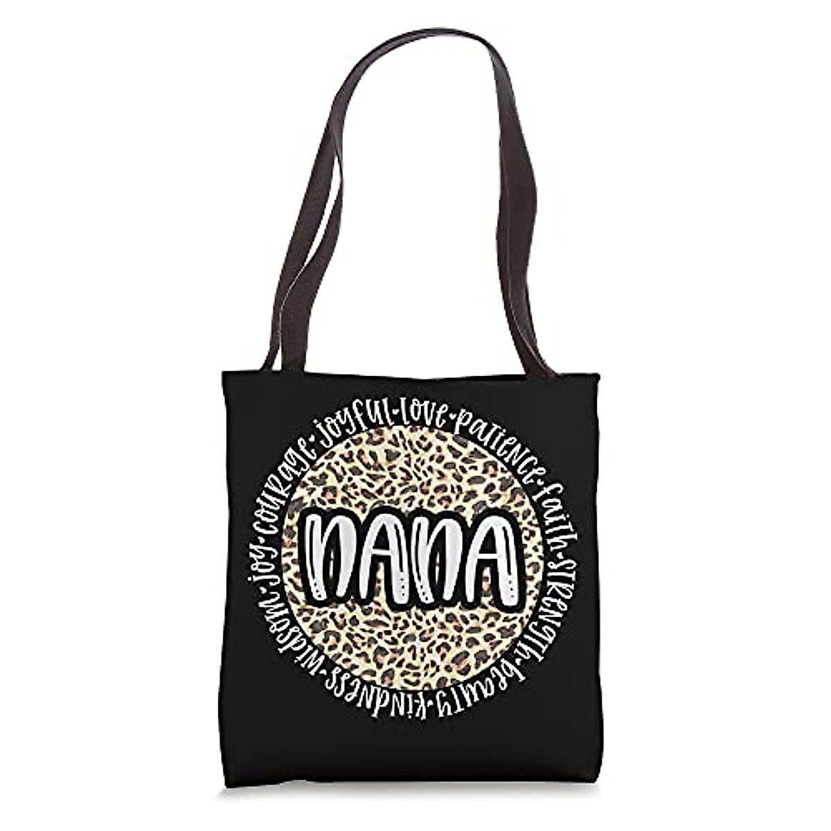 NANA Cheetah Leopard Print Circle Love Patience Black Tote Bag
