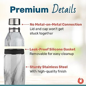 SNOWFOX C90024-01 Premium Vacuum Insulated Stainless Steel Cocktail Shaker - Home Bar Accessories - Elegant Drink Mixer - Leak-Proof Lid With Jigger & Built-In Strainer - 22oz.