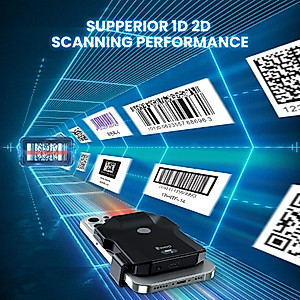 Eyoyo Bluetooth QR Code Scanner, 2D Wireless Back Clip Phone UPC USB Barcode Scanner Reader with Battery Level Indicator Compatible with 4.7"-7.2" Android Phone, iPhone for Book Library Inventory