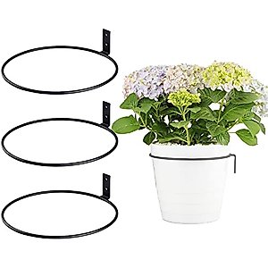 TreeLen 8 inch Flower Pot Holders for Outside,3 Pack Heavy Duty Flower Pot Ring Wall Planter for Plant Pots Indoor Outdoor,Black