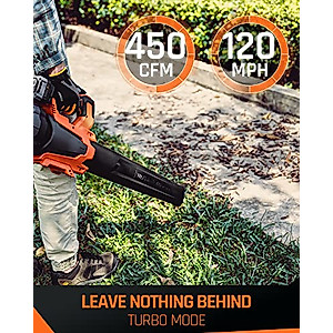 FIILPOW 20V 450CFM Cordless Leaf Blower, Variable Speed & Turbo Mode and Lock Dial, Handheld Brushless Blower with 4.0Ah Battery & Charger, Lightweight for Lawn Care/Yard Cleaning/Jobsit
