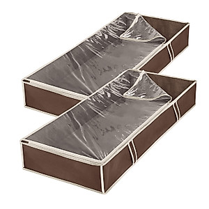 Whitmor Zippered Underbed Bags Java Set of 2 Pieces