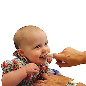 Brilliant Baby Finger Toothbrush - Silicone Gum Massager and Teether Brush for Infant-Toddler, 3 Months Old and Up, Blue/Clear, 2 Count