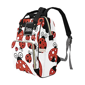 Personalized Ladybug Diaper Bag Backpack with Name Custom Mommy Nursing Baby Bags Nappy Bag Travel Daypack for Woman Gifts