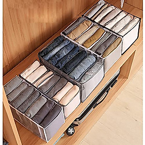 Clothing Organizer Washable Drawer Dividers 7 Girds Foldable Closet Jeans Compartment Storage Box Dresser Organizers Clear Mesh Separation Box for Underwear Bra Legging Pants T-Shirt