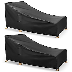 Richwon Chaise Lounge Covers Outdoor Waterproof, Heavy Duty Patio Furniture Covers, Outdoor Furniture Covers Pool Lounge Chair Cover Fits up to 78L x 34W x 32H inches, 2 Pack, Black