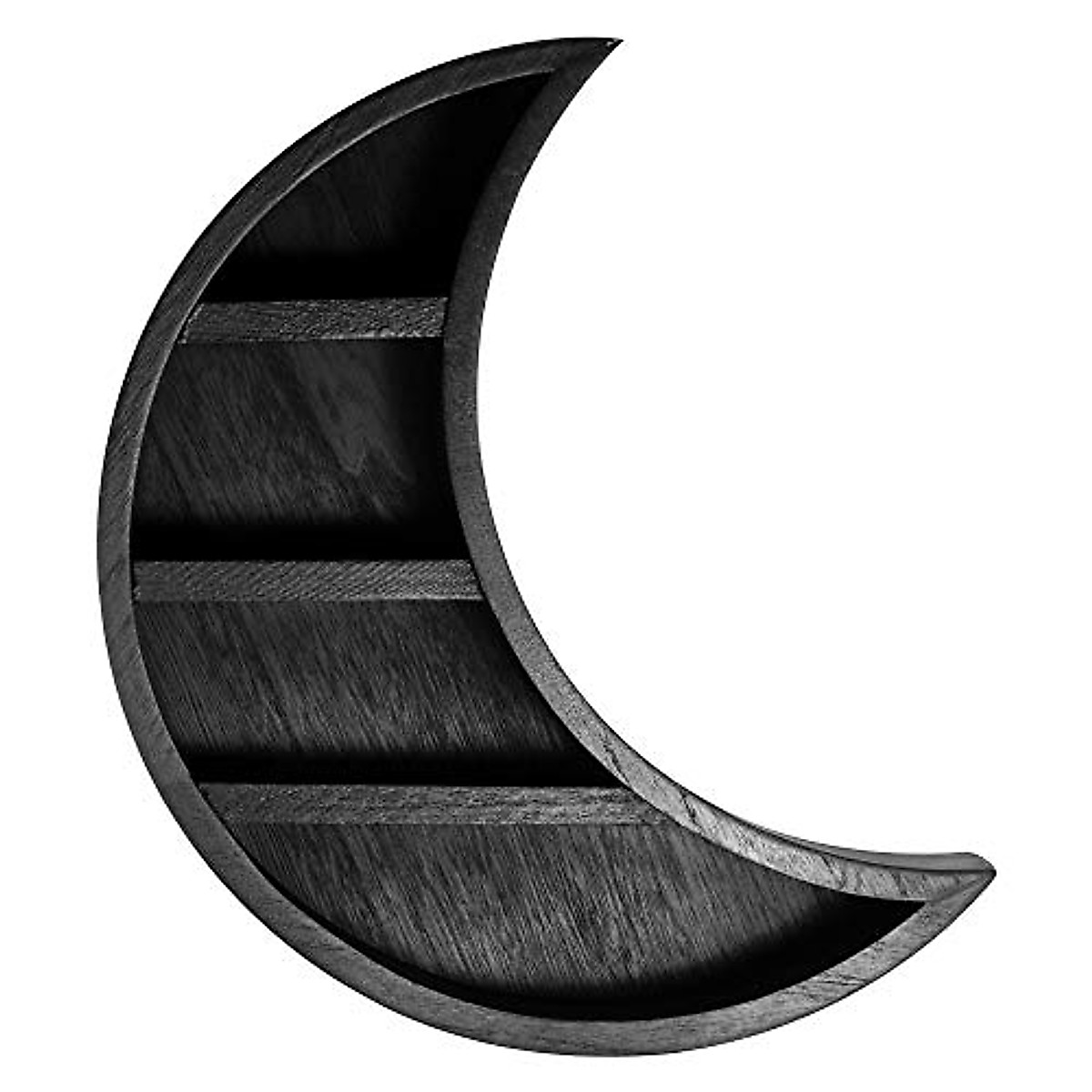 TopMoon Wooden Moon Shelf - Black Moon Decor for Bedroom, Bathroom, Living Room - Hanging Crescent Moon Shelf for Crystals, Stone Display - Moon Shaped Wall Decor for Essential Oil, Perfume - 14"x12"