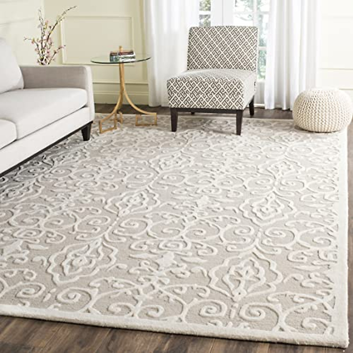 MARTHA STEWART by SAFAVIEH Collection 8' x 10' Fledgling MSR4324B Handmade Marais Scroll Wool Living Room Dining Bedroom Area Rug