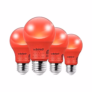 EDISHINE 4 Pack Red Light Bulbs, A19 LED Light Bulb 60W Equivalent, E26 Medium Base, 9W, Red Lights for Bedroom, Christmas Decoration, Porch, Garden, Home Lighting, Non-dimmable, ETL Listed