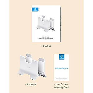 Hagibis Vertical Laptop Stand Desktop for Desk Gravity Locking Holder Dock Save Space Improves Airflow for MacBook Pro, Mac Mini, Surface, HP, Dell, Chrome Book (White ABS)