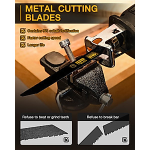 Goshine 25 Pack 9 inch 14/18TPI Bi-Metal Auto Dismantling Reciprocating Saw Blades for 1/16-5/16 Medium Metals,9" Cobalt Teeth sawzall Blades Metal