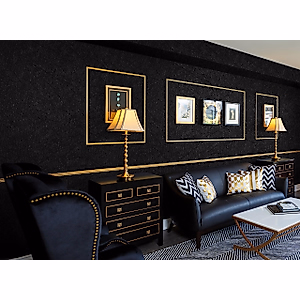 GloryTik Black Wallpaper Silk Peel and Stick Wallpaper Black Contact Paper 17.3"X78.7" Silk Textured Self Adhesive Removable Wallpaper Thicken Waterproof Wallpaper for Room Wall Cabinets Decoration