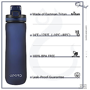 Opard Sports Water Bottle, 20 Oz BPA Free Non-Toxic Tritan Plastic Water Bottle with Leak Proof Flip Top Lid for Gym Yoga Fitness Camping (Blue)