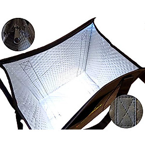 Prized Pantry 2 Pack Insulated Reusable Grocery Bags, X-Large Heavy Duty Cooler Tote Bags, Premium Insulation, Bottom Support, Wrap-Around Handles, Front Pocket, Zipper, No Leak, Keeps Food Hot/Cold