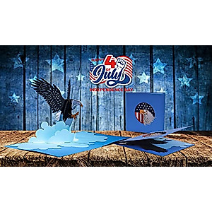 CUTE POPUP - Father Day Card, 4th of July Cards, 3D Unique Bald Eagle Card, Independence Day Pop Up Cards, Father's Day Card - Eagle Scout Present, Perfect 3D Card Eagle for Family and Friends on Any Occasion
