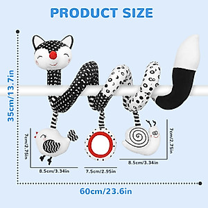 MONSTIME Car Seat Toys Black and White High Contrast Baby Toys for Newborn, Stroller Toys Newborn Toys Infant Toys for 0 3 6 9 12 Months Girls Boys, Baby Toys 0-6 Months for Crib Mobile Best Gift