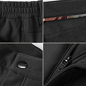 FREE SOLDIER Men's Outdoor Cargo Hiking Pants Water Repellent Softshell Fleece Lined Snow Ski Pants (Black 34W x 30L)