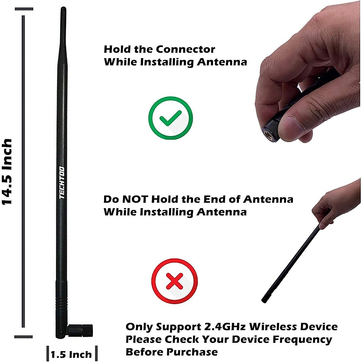 TECHTOO 9dBi WiFi Antenna with SMA Male (SMA-Plug) Connector Compatible W/Anran Haloview IP Camera & Other Wireless Security Camera Antenna - 2.4Ghz Wireless Networking Device (SMA-Plug 1Pack)