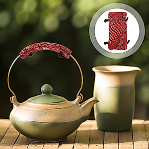 Teapot Handle Holder Cloth Tea Pot Handle Cover Heat- Resistant Non Slip Pot Holder Sleeve Teakettle Handle Sleeve for Home Kicthen (Red)
