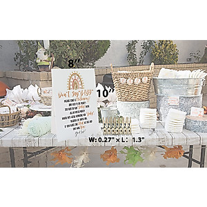 Don't Say Baby Baby Shower Game, Don't Say Baby Sign(Sign 8x10 Inch), Boho Rainbow, 1 Standing Sign + 50 Clothespins(ds58)