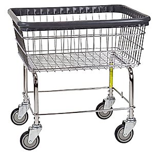 R&B Wire™ 96B Light Duty Rolling Wire Laundry Cart, 2.5 Bushel, Chrome, Made in USA