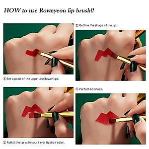 Rownyeon Travel Retractable Lip Brush Applicators Flat for Lipstick Gloss Creams Portable with Cap, Professional Makeup Brush for Women Girls As Christmas Gift and Halloween Makeup Tools