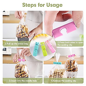 Heyissxin Bread Bag Clips,3 Color Plastic Reusable Food Clips for Bags,Set of 12 Reusable Bag Cinch for Bag Cosers for Chips