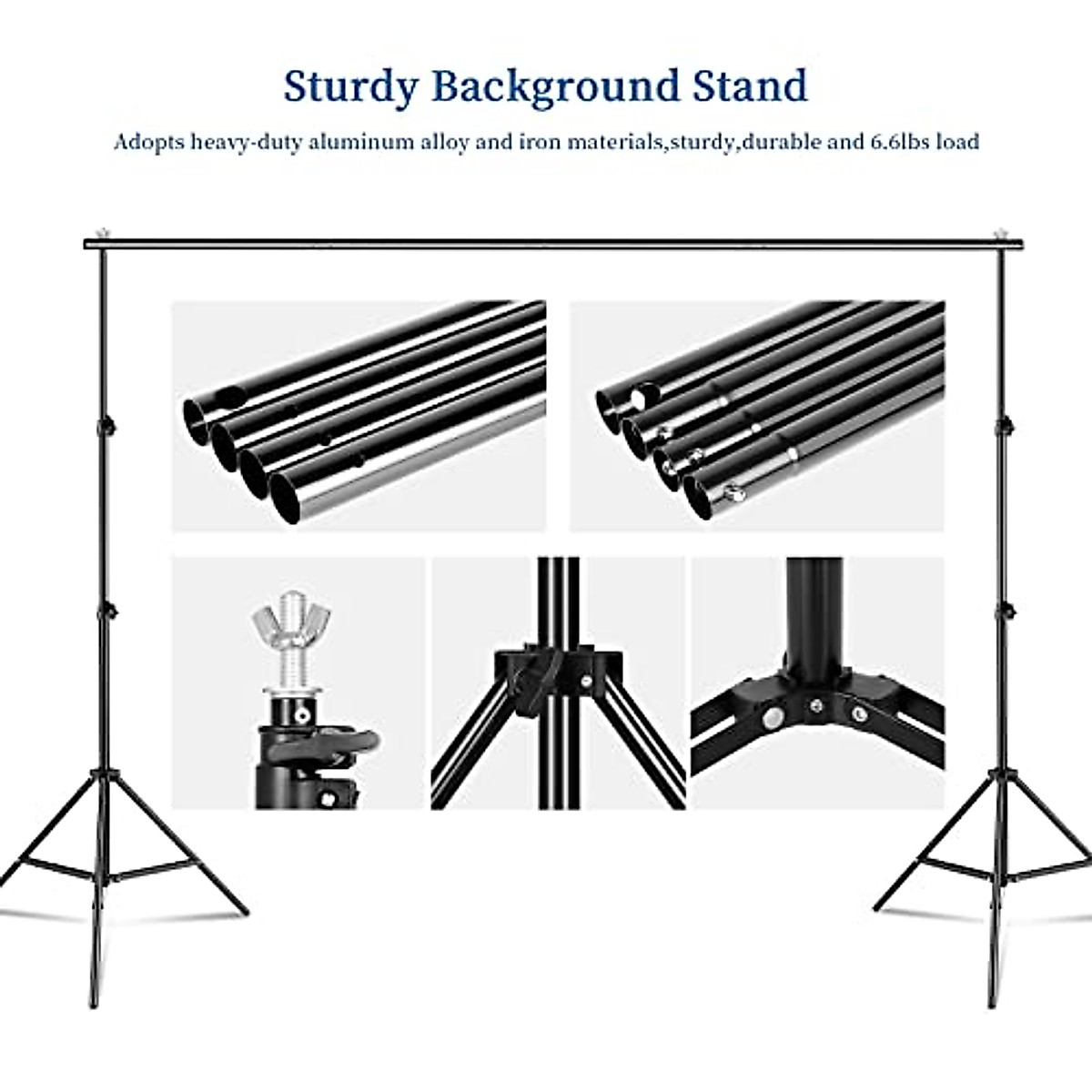 Kshioe Backdrop Stand 2x3m/6.5x9.8ft Photo Video Studio Adjustable Background Support System Stand with Carry Bag