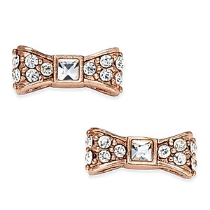 Kate Spade New York "Ready Set Bow" Pave Stud Earrings, Rose Gold Tone