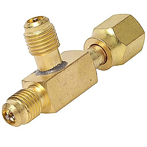 Gekufa Quick Coupler Access Tee Adapter HAVC Tee Adapter 1/4" Tee Adapter Valve Core with Swivel Connector Fits for Gauge Deep Vacuum Pump Manifold