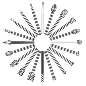 20Pcs HSS Different Burr Set Carving Bits Wood Engraving Router Bit w/ 1/8"(3mm) Shank, Rotary Tools Accessories for DIY Woodworking and Carving