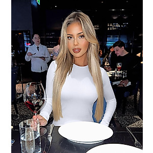 OQQ Womens 3 Piece Long Sleeve Tops Crew Neck Stretch Fitted Underscrubs Layer Tee Shirts 2025 Casual Outfits Black Darkgrey White